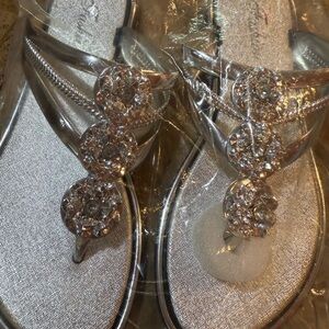 Shoes | Silver Embellished Womens Sandals | Poshmark